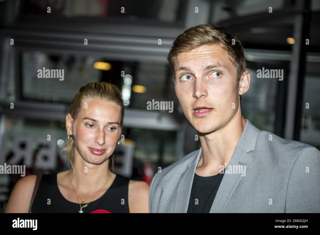 Olympic Gold medallist Viktor Axelsen arrives at the welcome home party ...