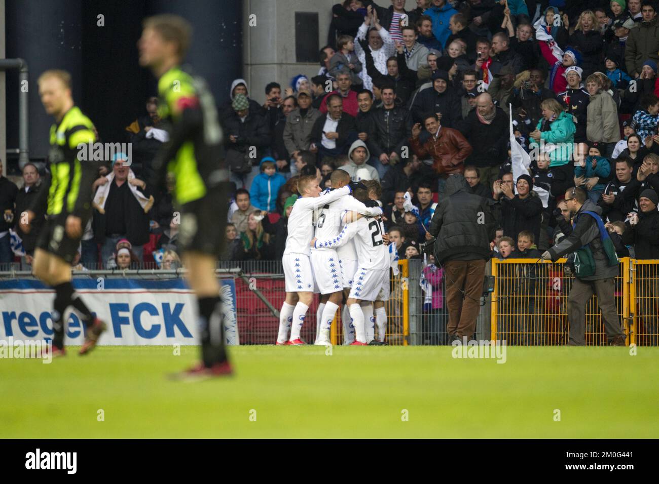 Fc copenhagen players celebrate scoring a goal hi-res stock photography ...