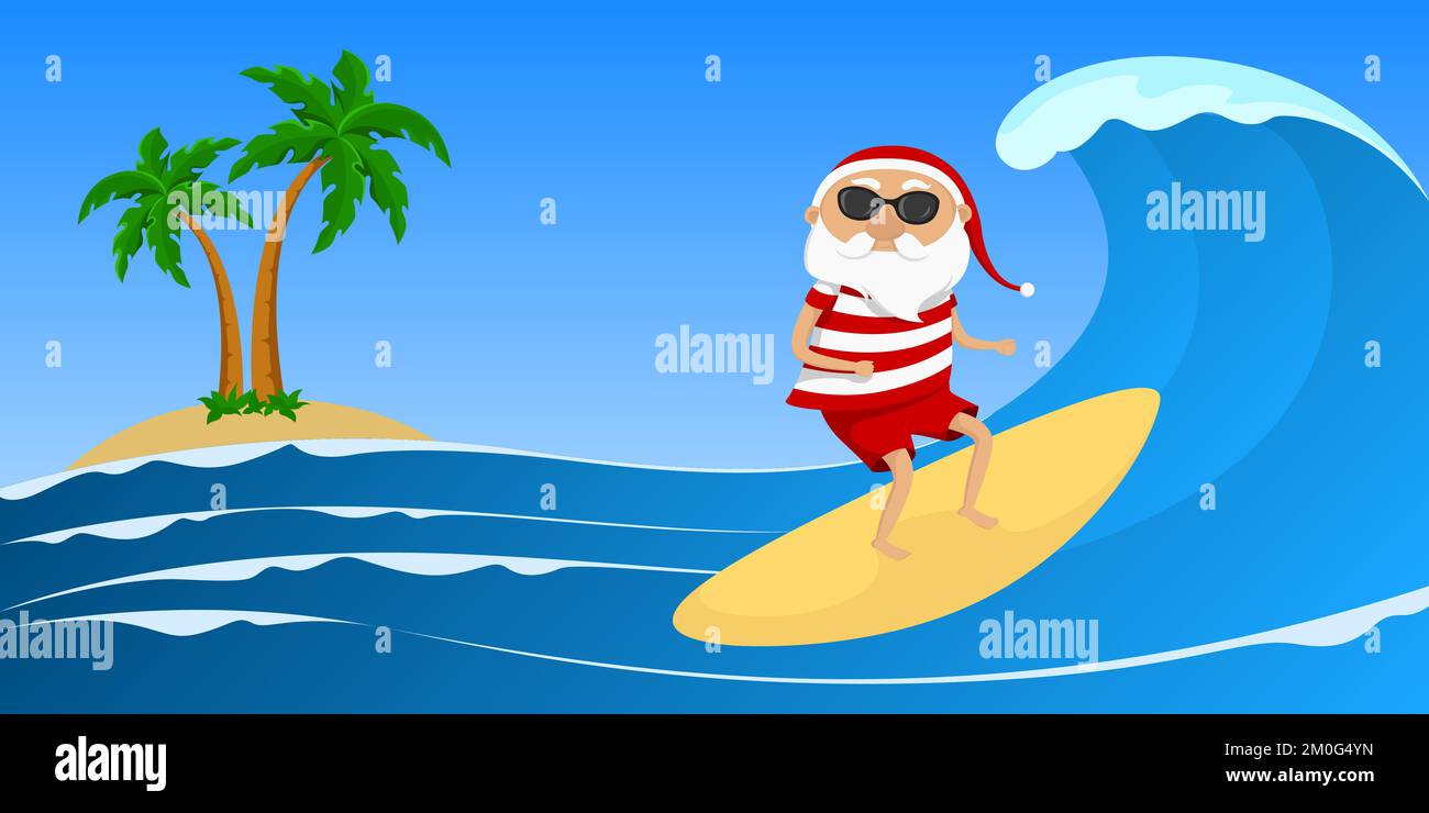 Santa Claus is surfing. Vector illustration Stock Vector Image & Art ...