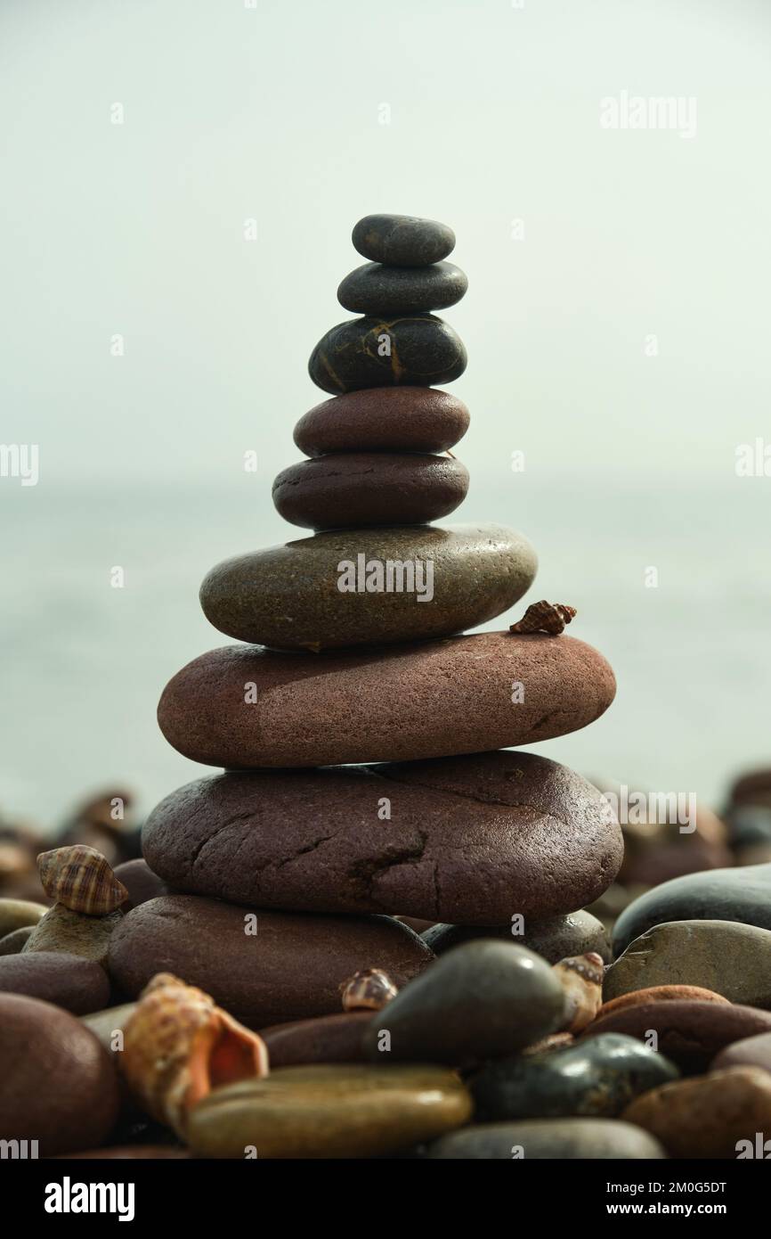 close-up of a pyramid of stones Stock Photo - Alamy