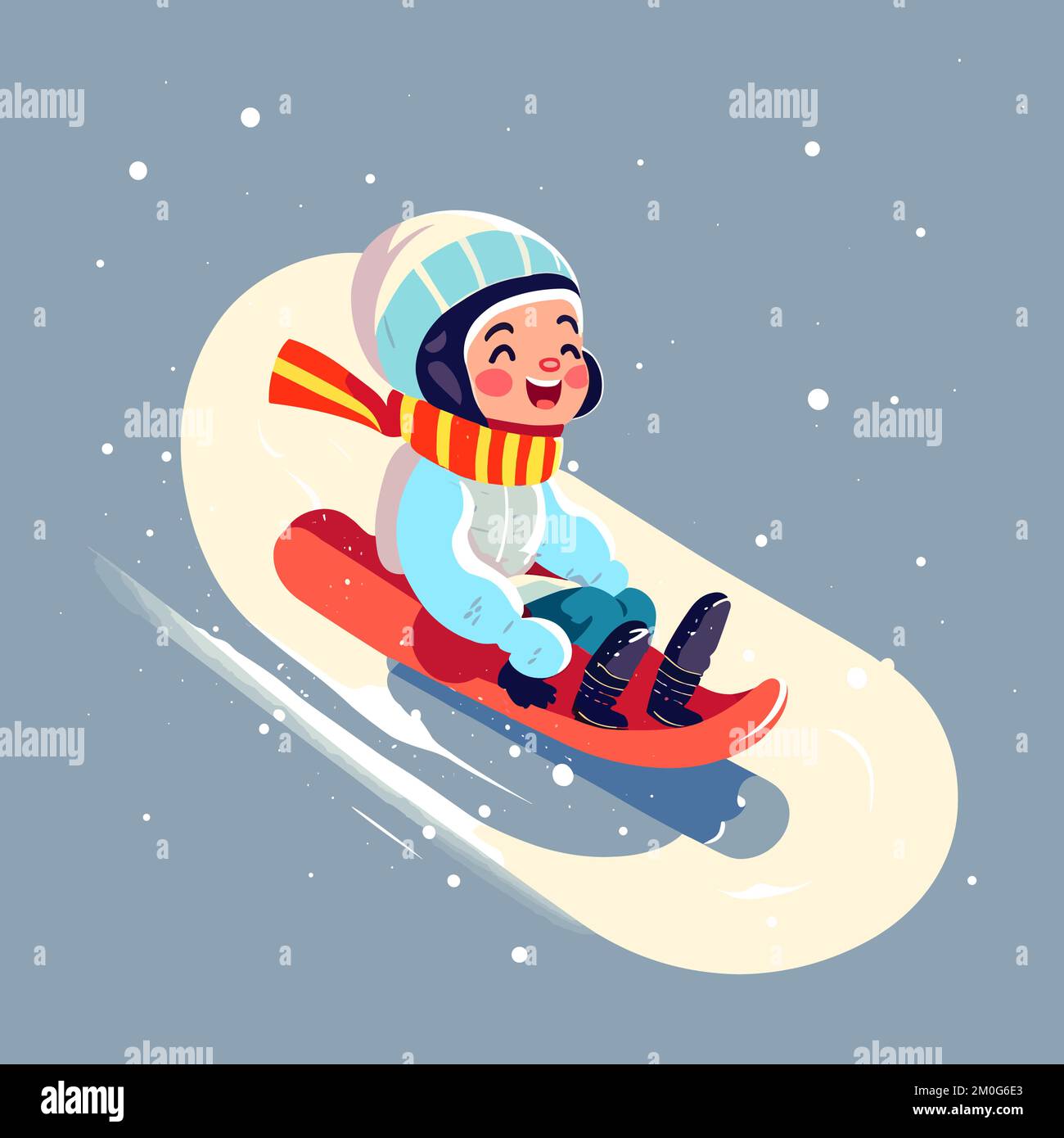 Sledding Down A Hill Cartoon