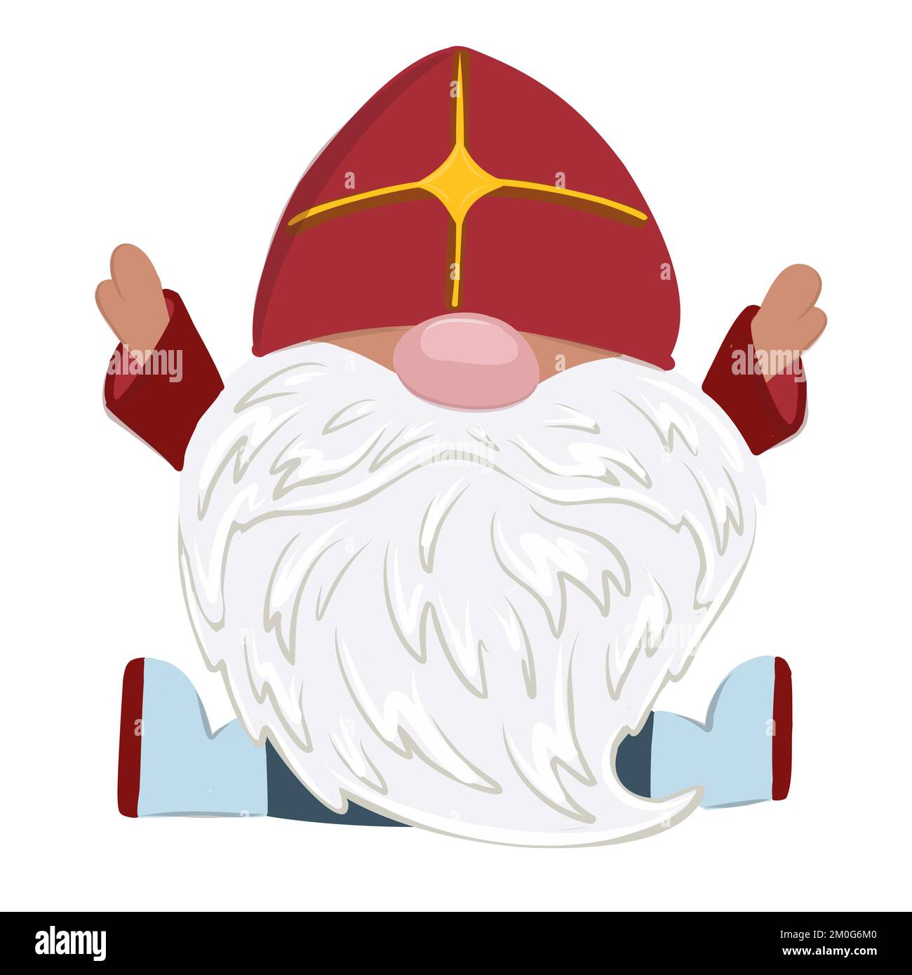 Saint Nicholas Day character isolated on white. The gnome is holding a ...