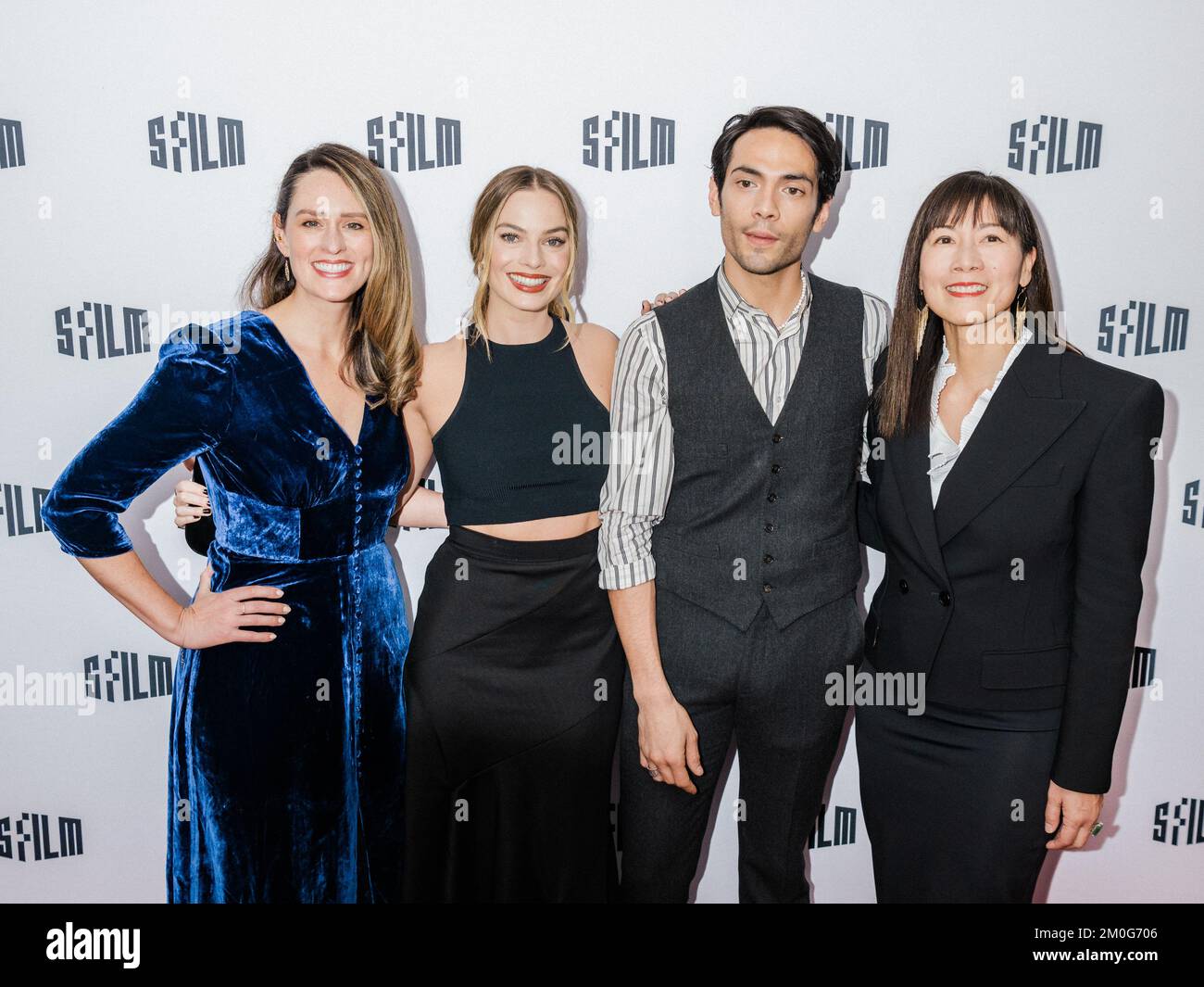 Jessie Fairbanks, Margot Robbie, Diego Calva, and Anne Lai, walk the ...
