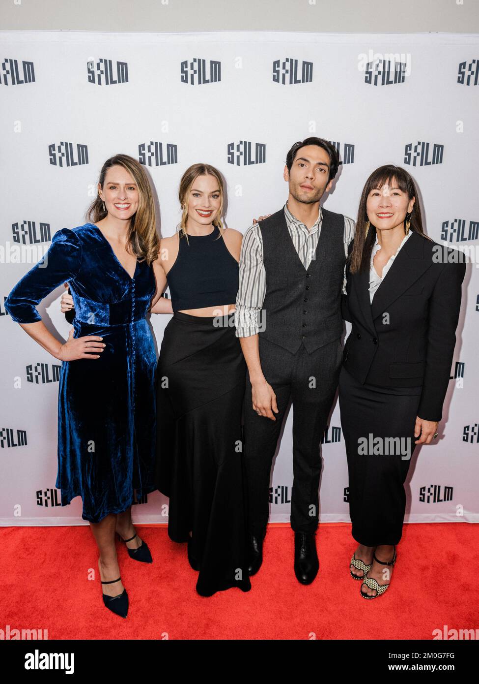 Jessie Fairbanks, Margot Robbie, Diego Calva, and Anne Lai, walk the ...