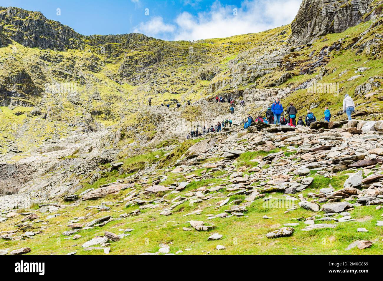 Snowdonia, Wales, United Kingdom May 28, 2019: People Climbing up the ...