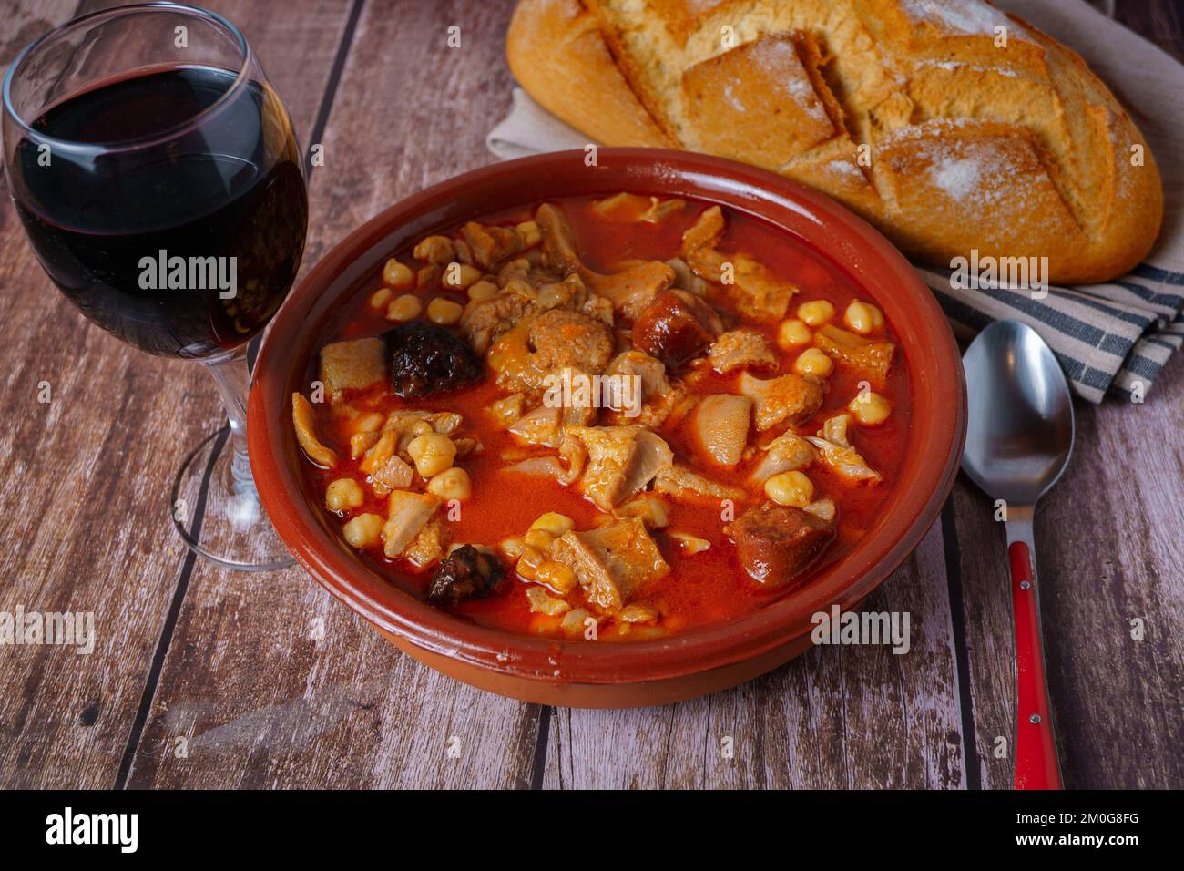clay casserole with Madrid-style stewed tripe, typical spanish food on ...