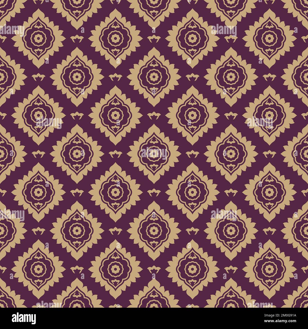 Seamless ornamental vector pattern in golden color with orientalist ...