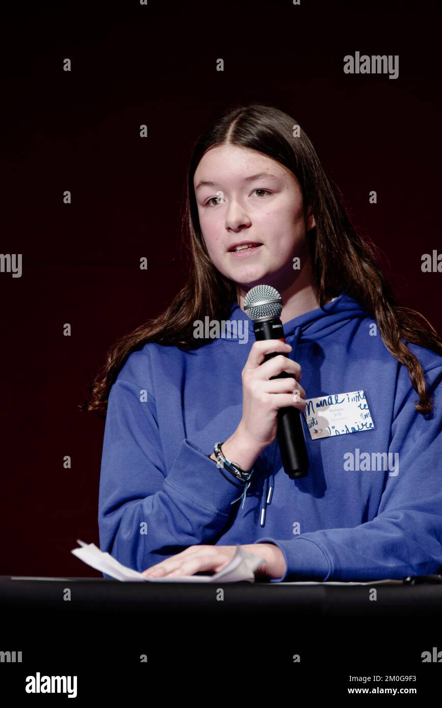 Paris, France. 5th Dec, 2022. Romane Sire (Copain du monde) speaks ...