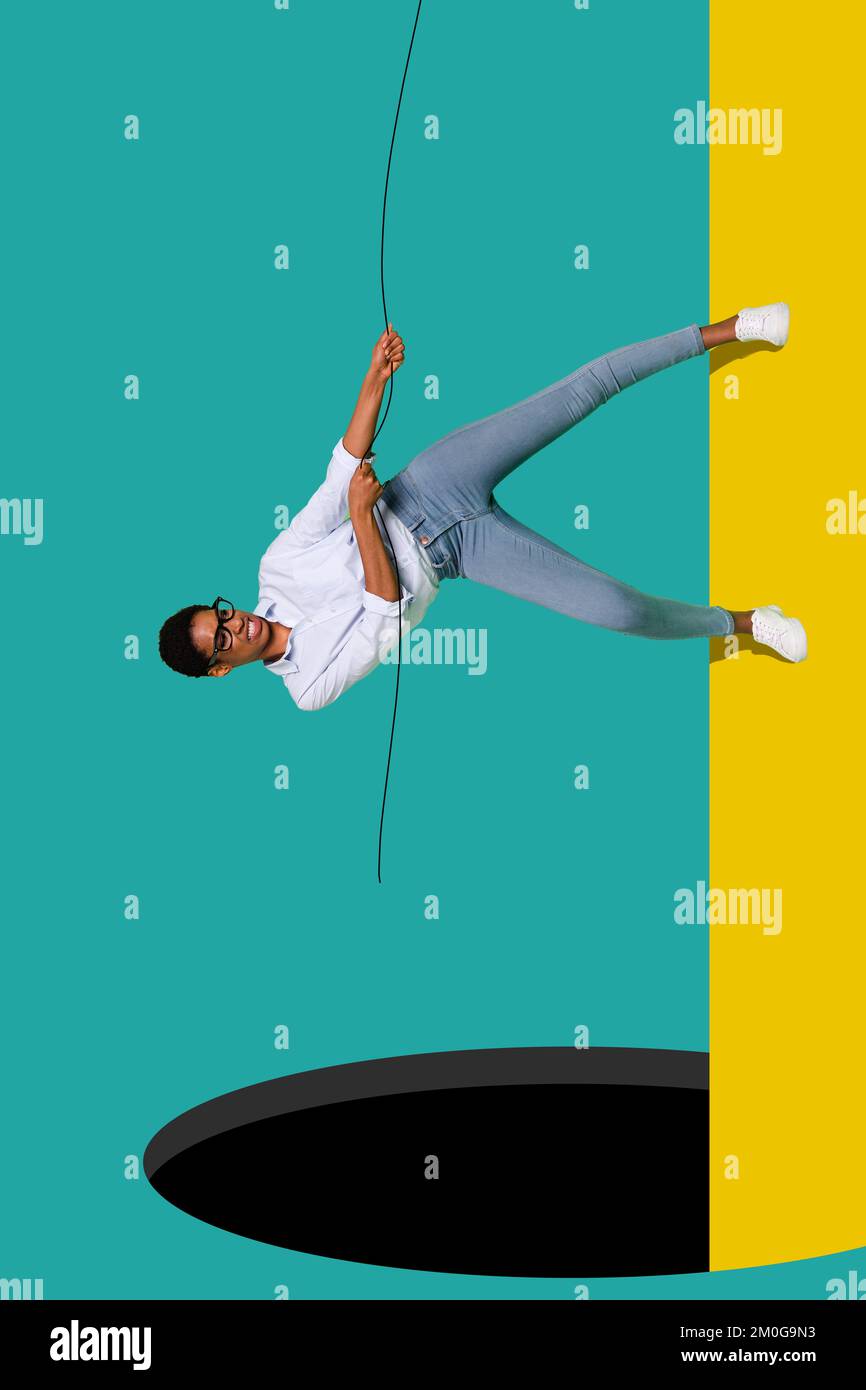 Creative vertical photo 3d collage artwork poster of businessman fall ...