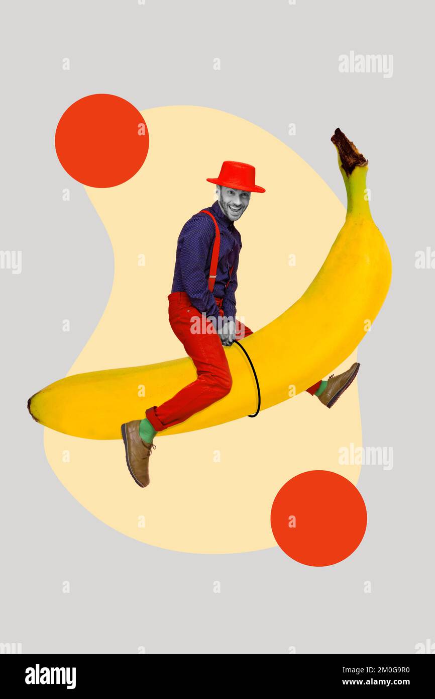 Creative photo 3d collage artwork poster picture sketch of funky crazy ...