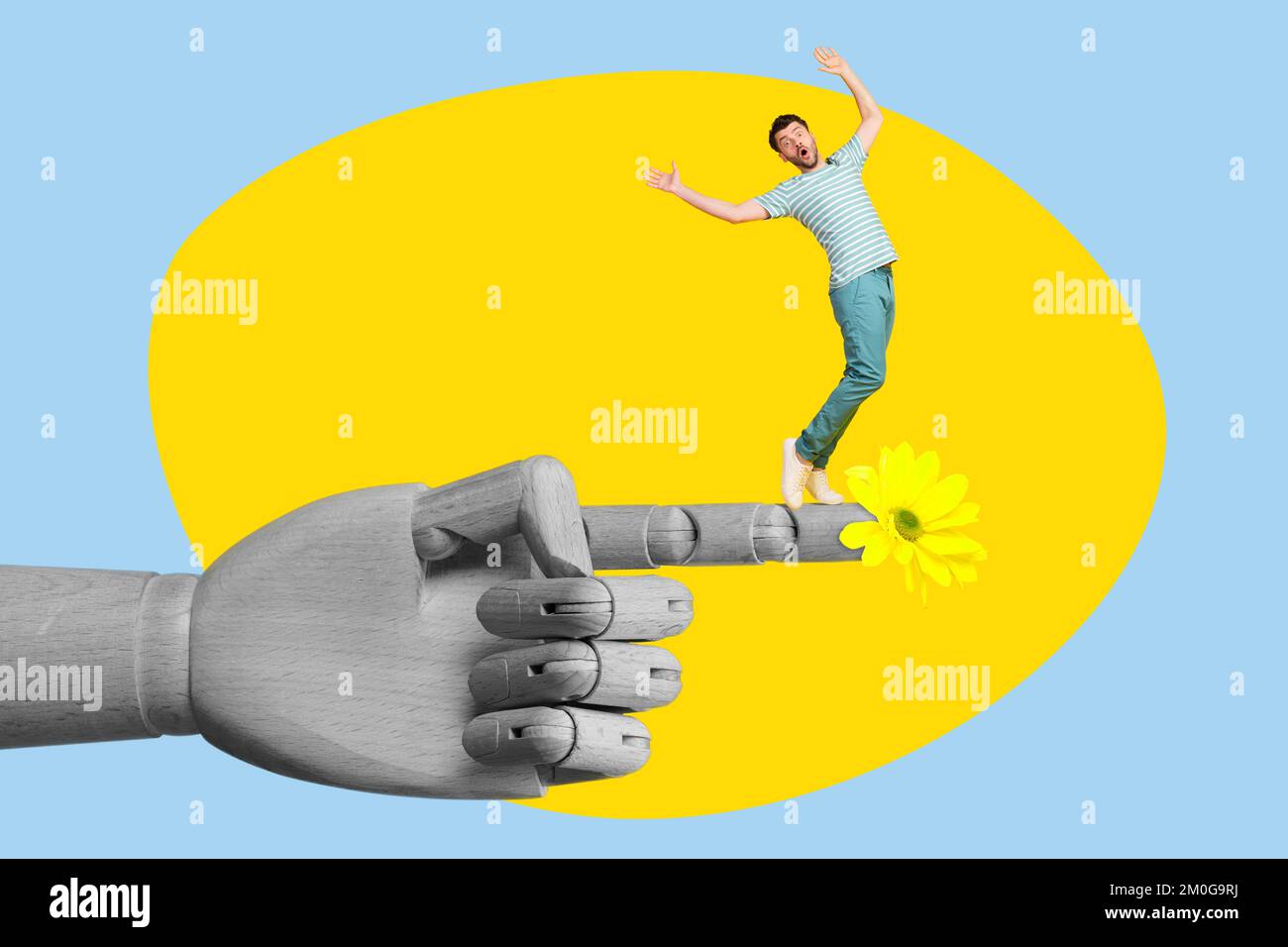 Creative photo 3d collage artwork poster brochure of active afraid ...