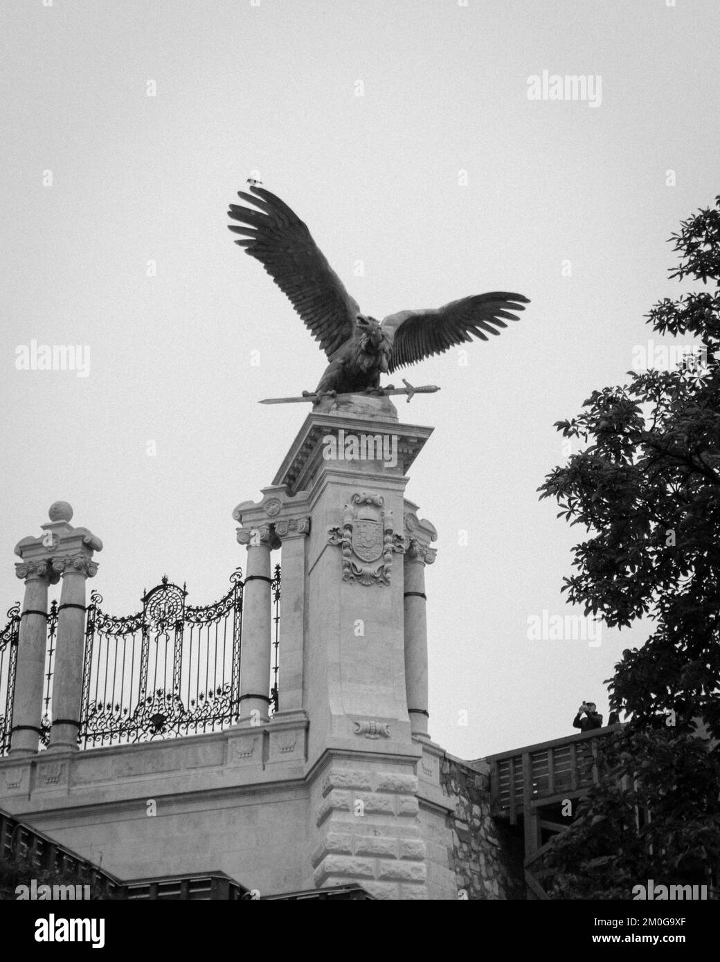 Black and White Turul bird sculpture in Budapest Stock Photo - Alamy