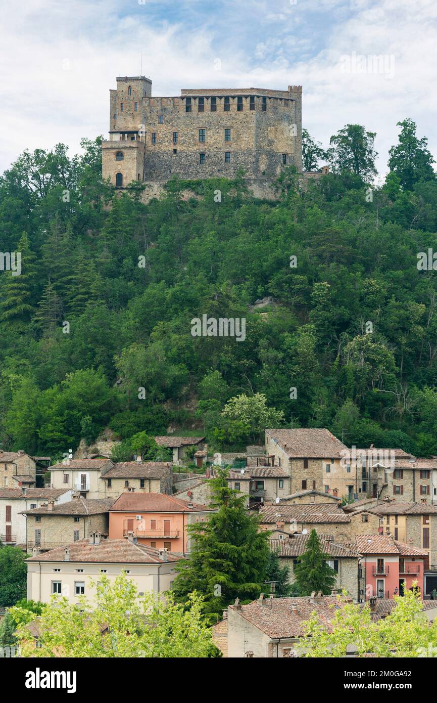 village view and castle, zavattarello, italy Stock Photo - Alamy