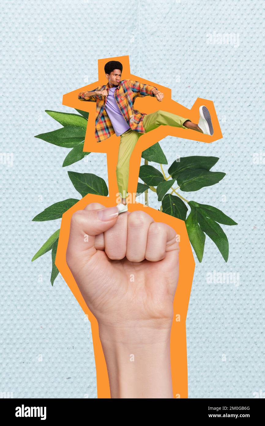 Collage photo of eco activist young student guy wear fight against ...