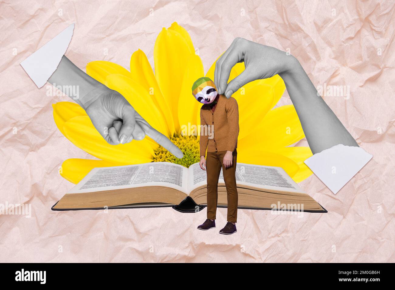 Collage photo of headless guy sloth head has to learn more information ...