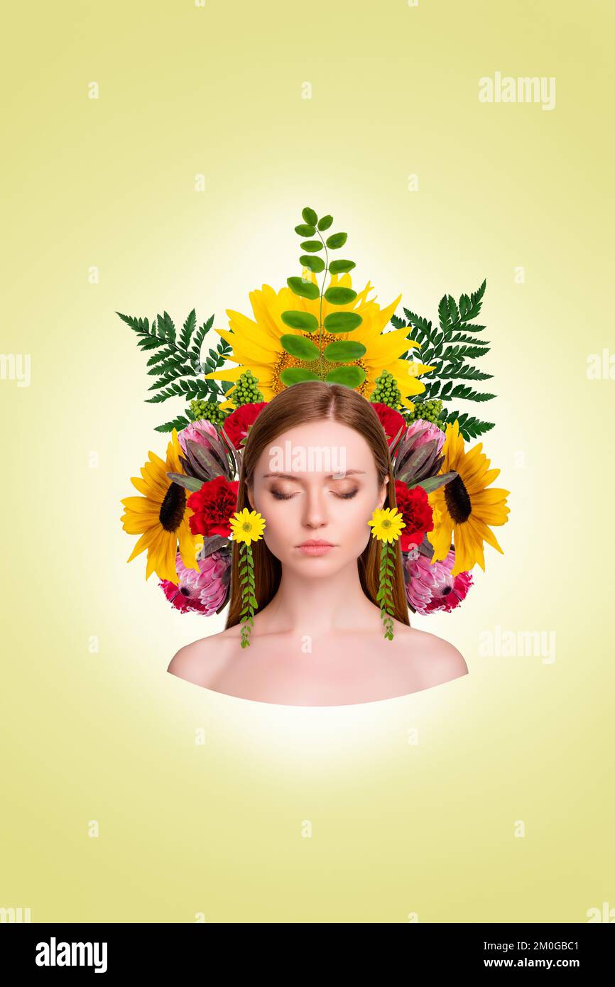 Pop collage banner of pure lady forest jungle princess dryad have fresh ...