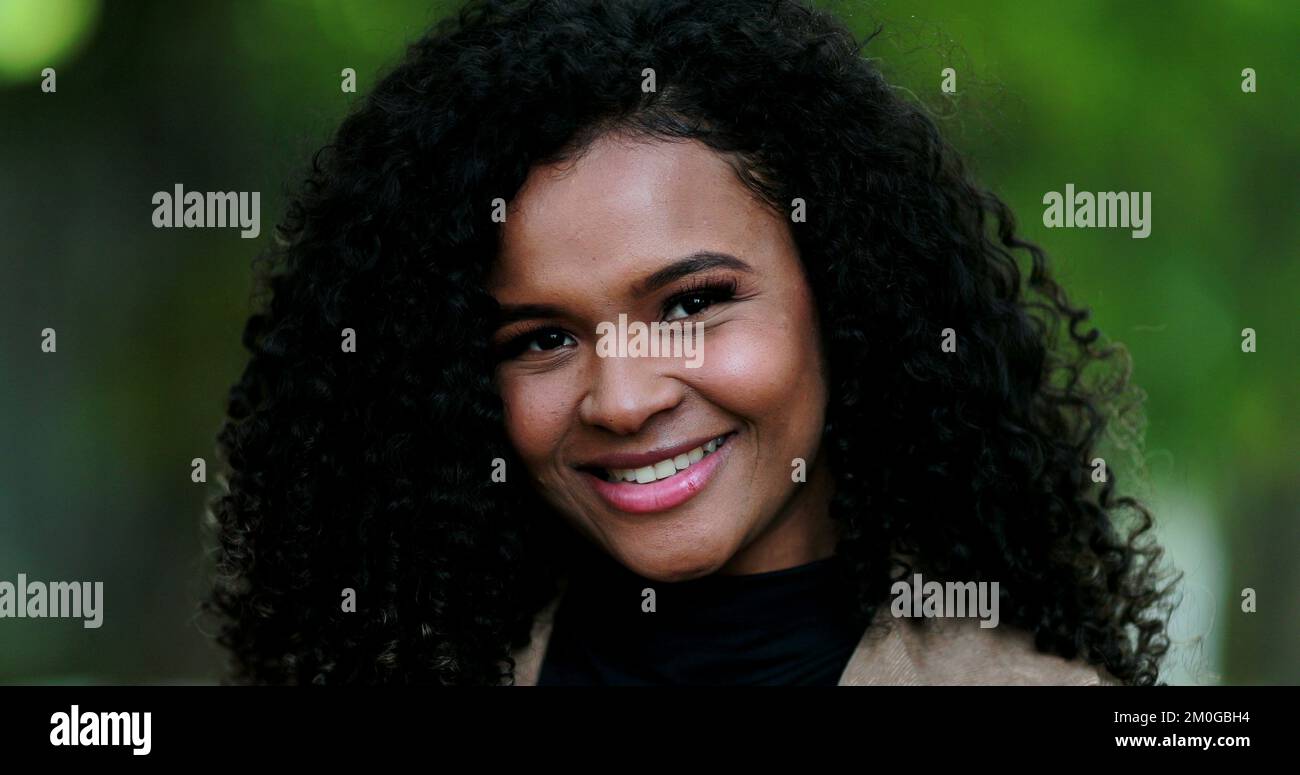 Black girl portrait. Young African mixed race woman smile face Stock ...