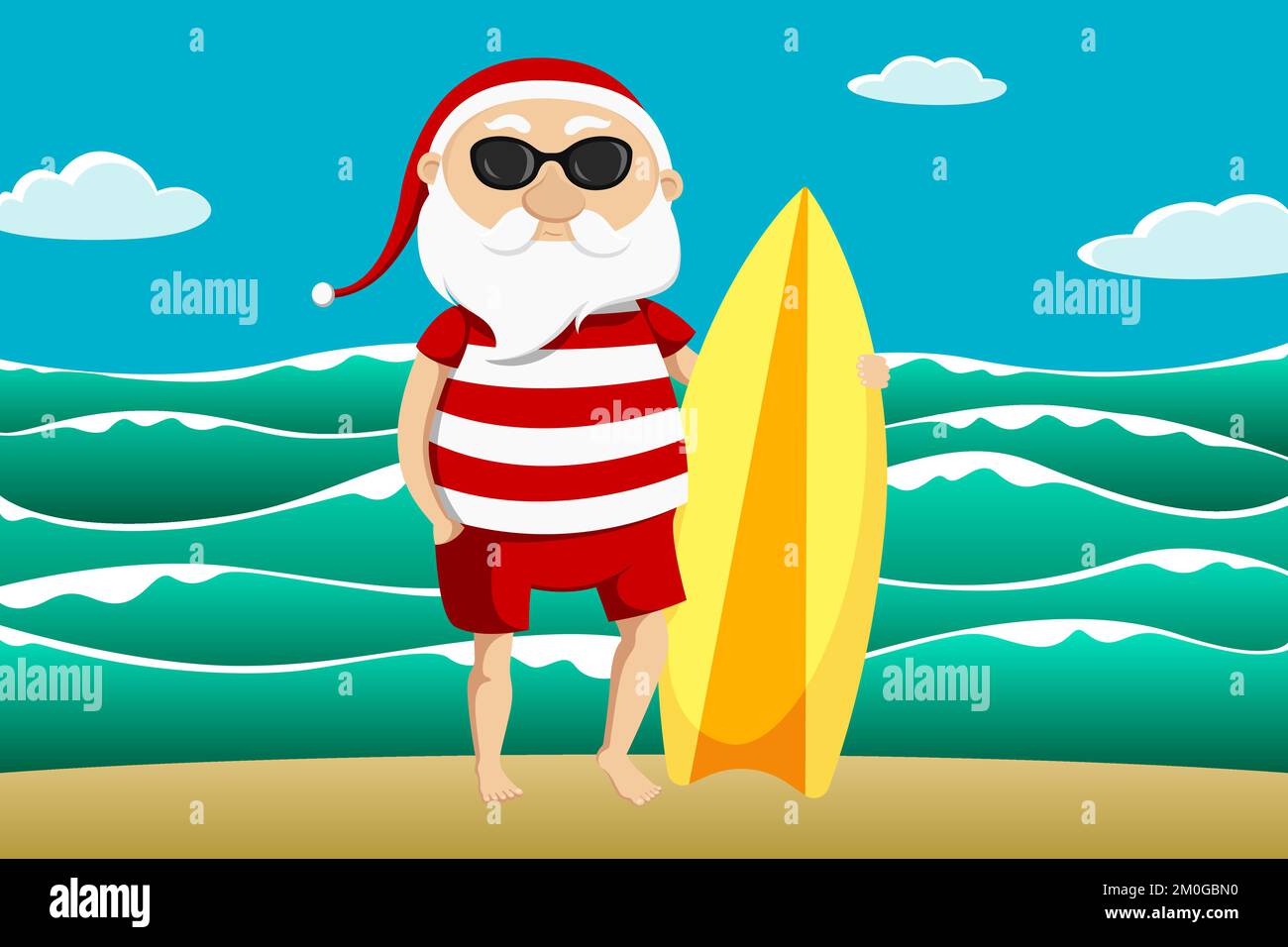 Santa Claus and surfboard. Vector illustration Stock Vector Image & Art ...