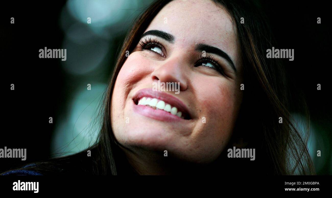 Calm satisfied woman in peace and tranquility outside Stock Photo - Alamy