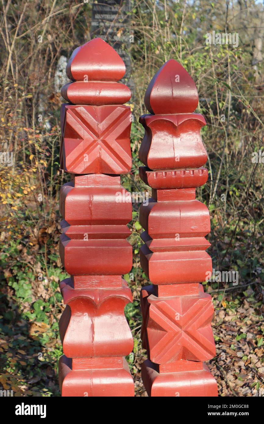Wooden tombstones in the public cemetery Stock Photo - Alamy
