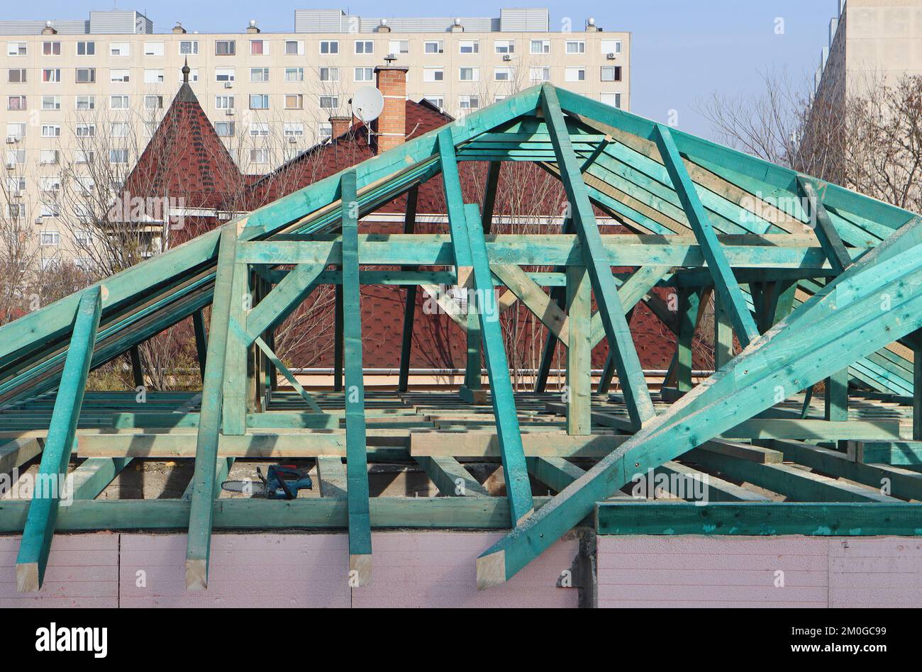 Roof under construction of a house Stock Photo - Alamy