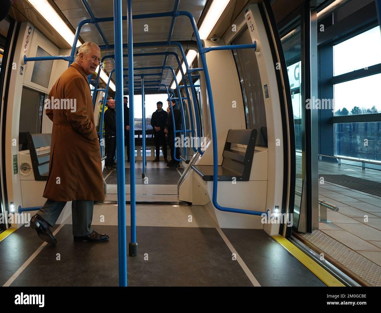 King Charles III travels in a DART carriage for the three-minute ...