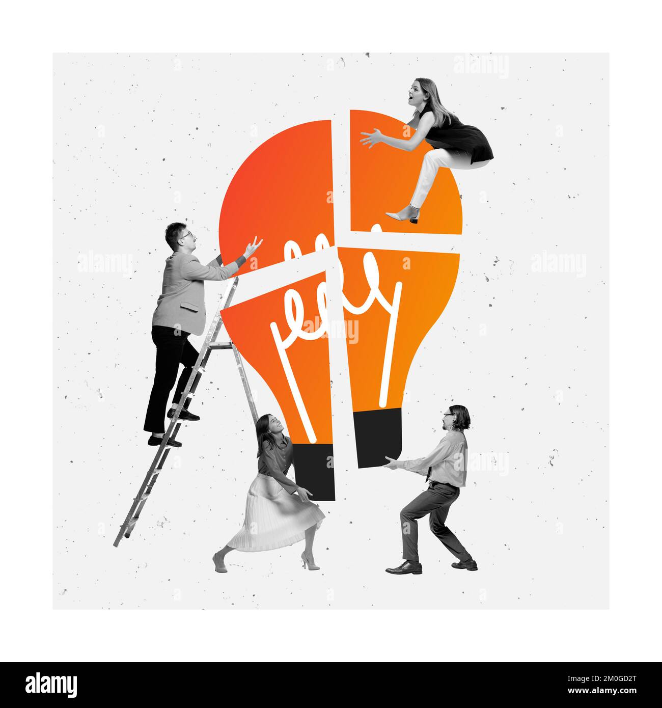 Brainstorming. Employees, office workers in motion, action ...