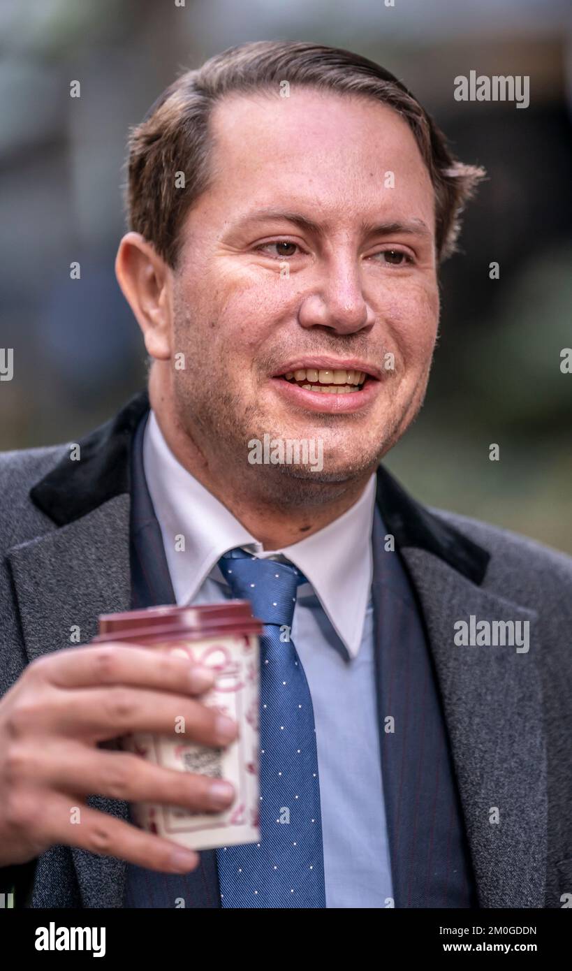 Socialite James Stunt outside Leeds Cloth Hall Court during a break for ...