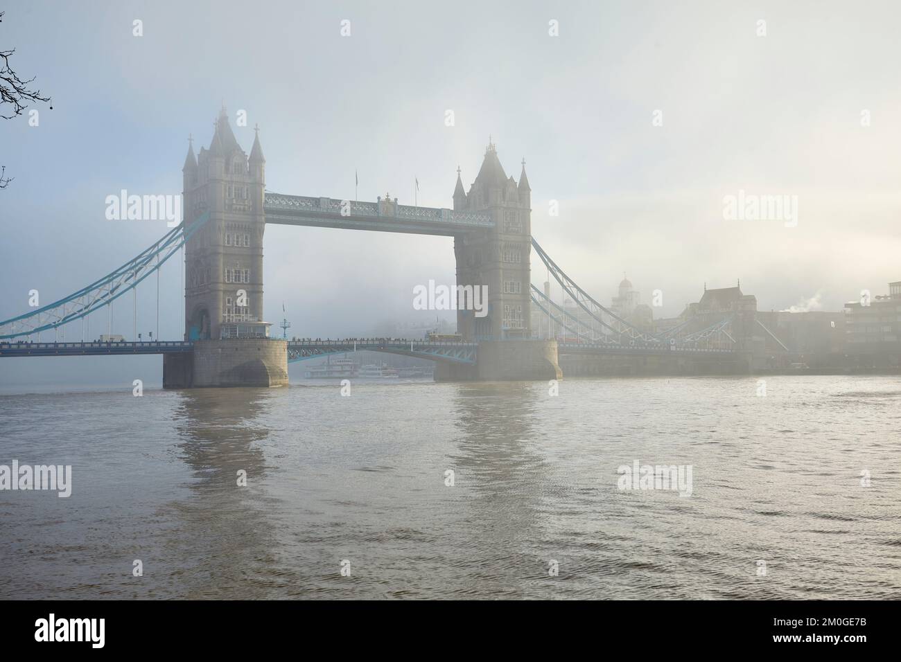 Tower Bridge in the mist, London, UK Stock Photo - Alamy