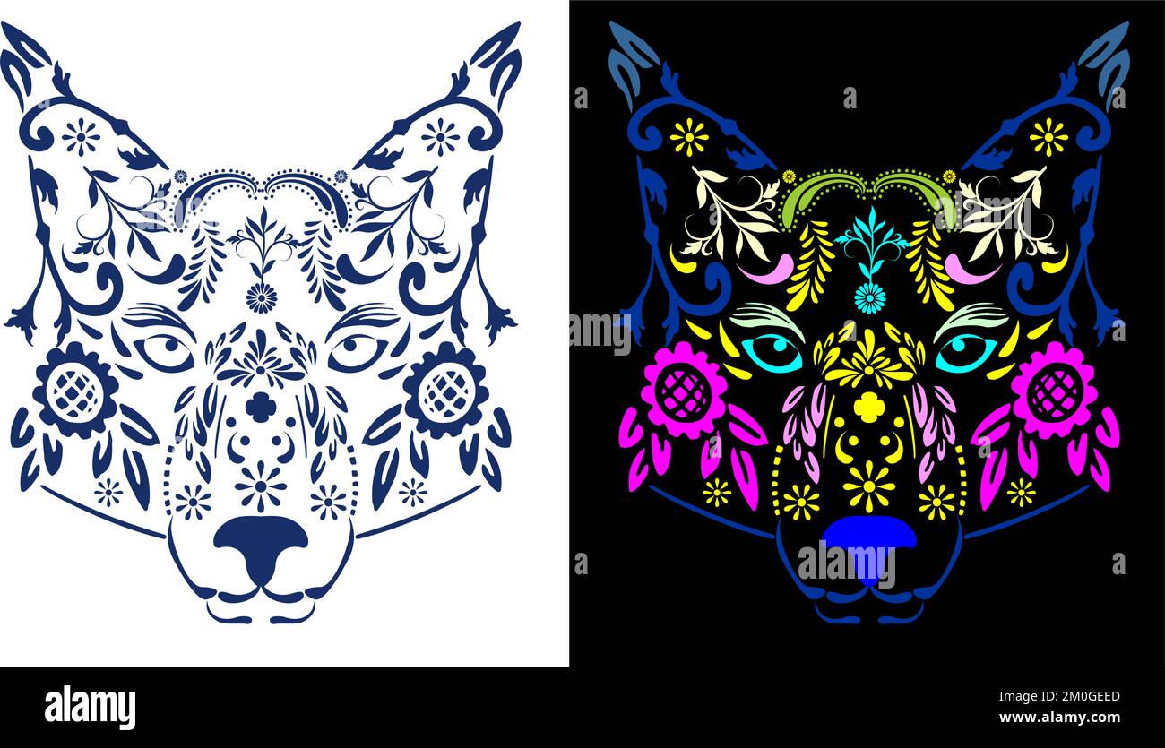fox mexican huichol art illustration pack collection in vector format ...