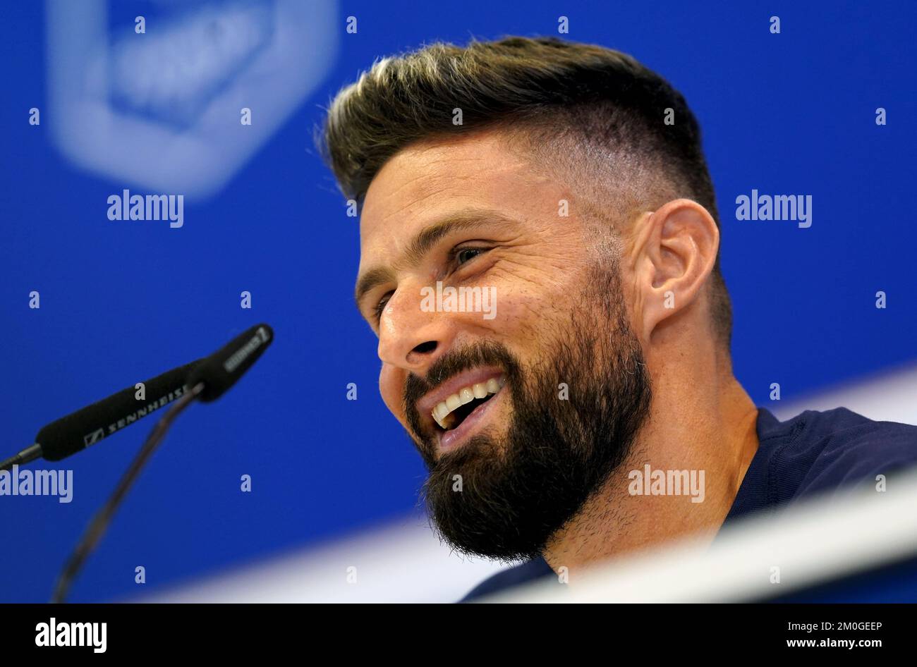 France's Olivier Giroud during a press conference at the Al Sadd Sports ...