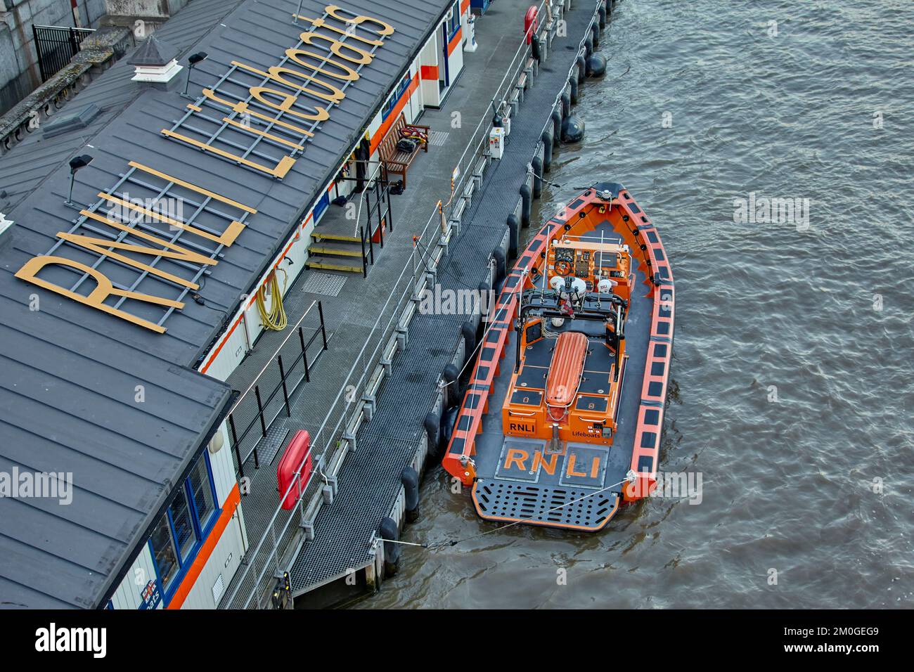 RNLI Tower Lifeboat Station next to Waterloo bridge London Stock Photo ...