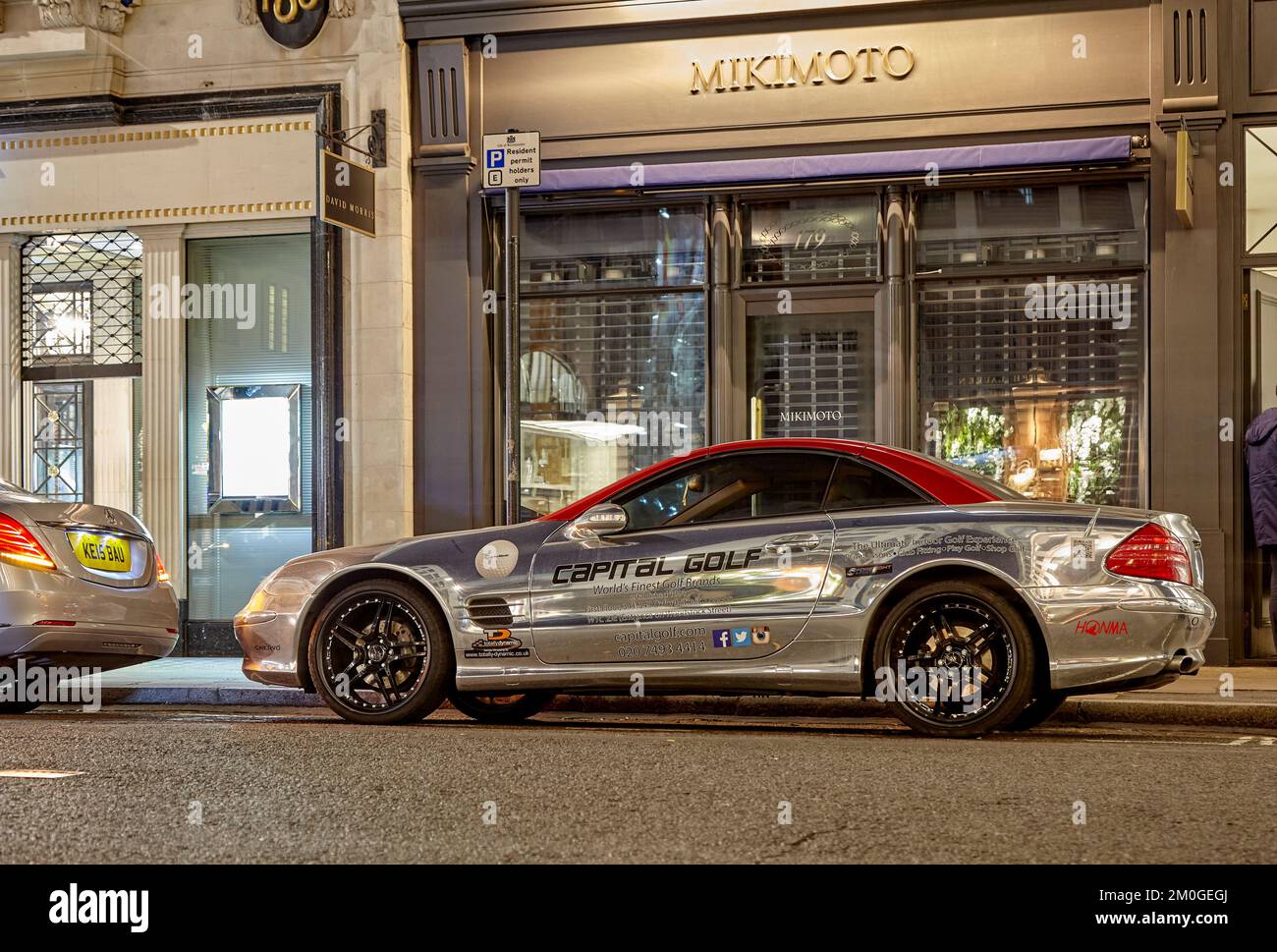 Capital Golf Mercedes Cabriolet advertising car Stock Photo - Alamy