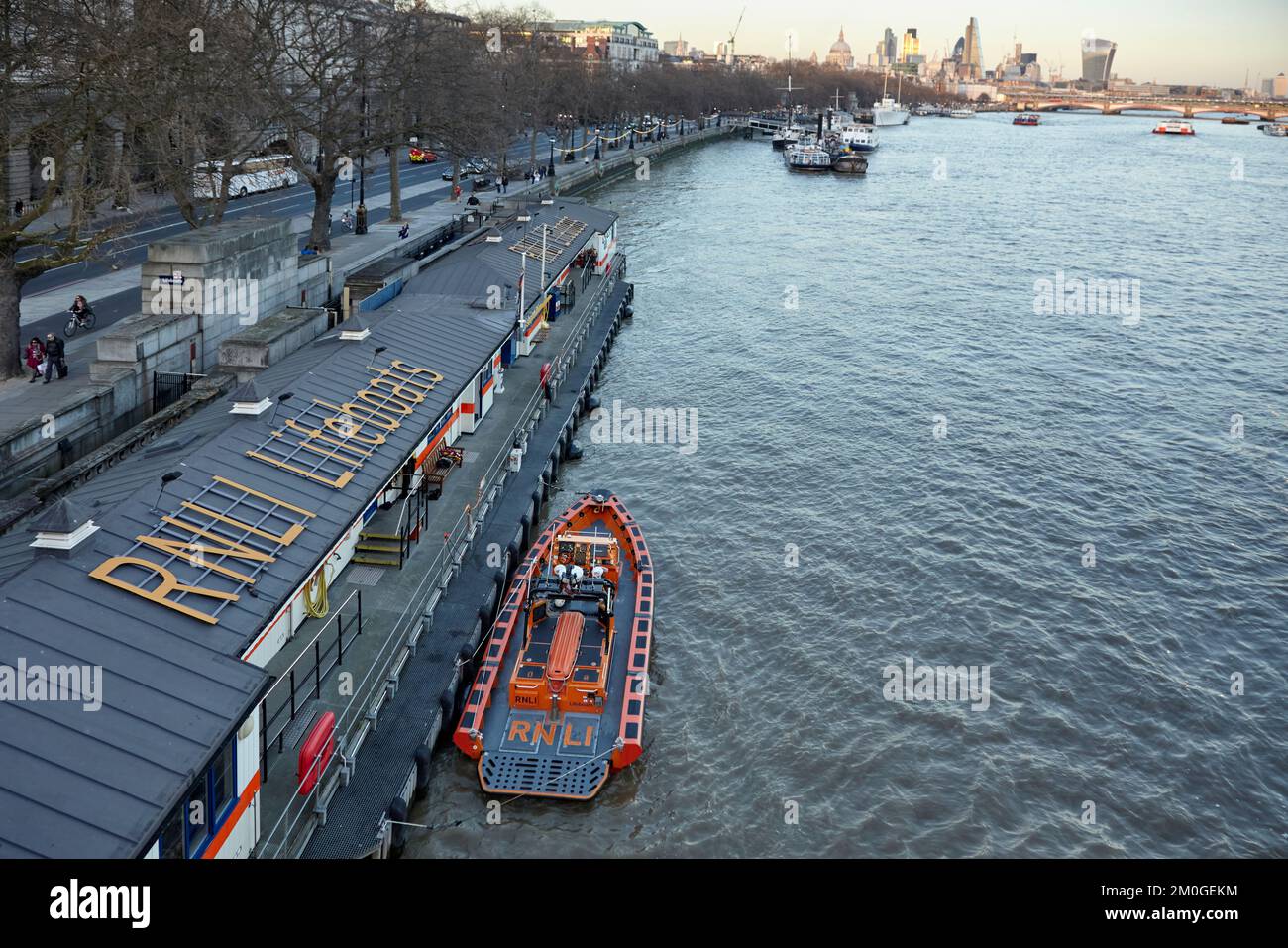 RNLI Tower Lifeboat Station next to Waterloo bridge London Stock Photo ...