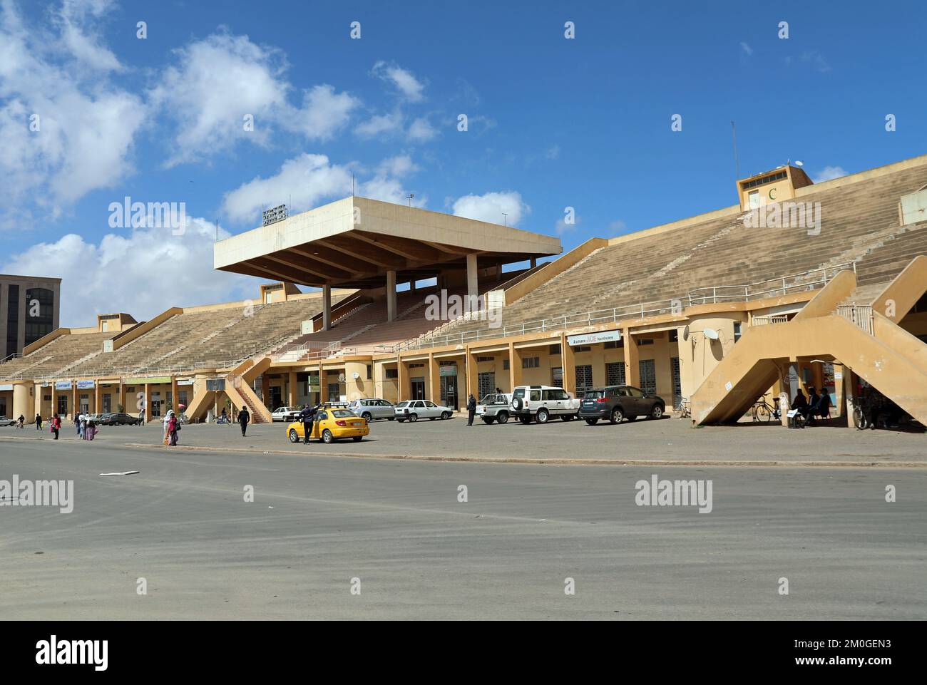 Stadium and shopping mall at Bahti Meskerem Square in Asmara Stock ...