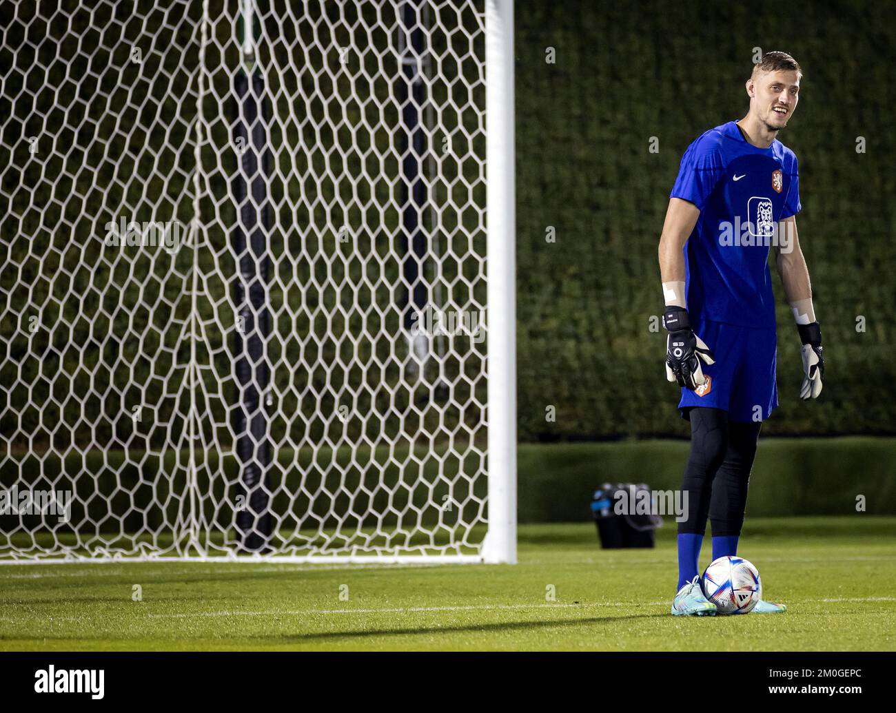 DOHA - Holland goalkeeper Andries Noppert during a training session of ...