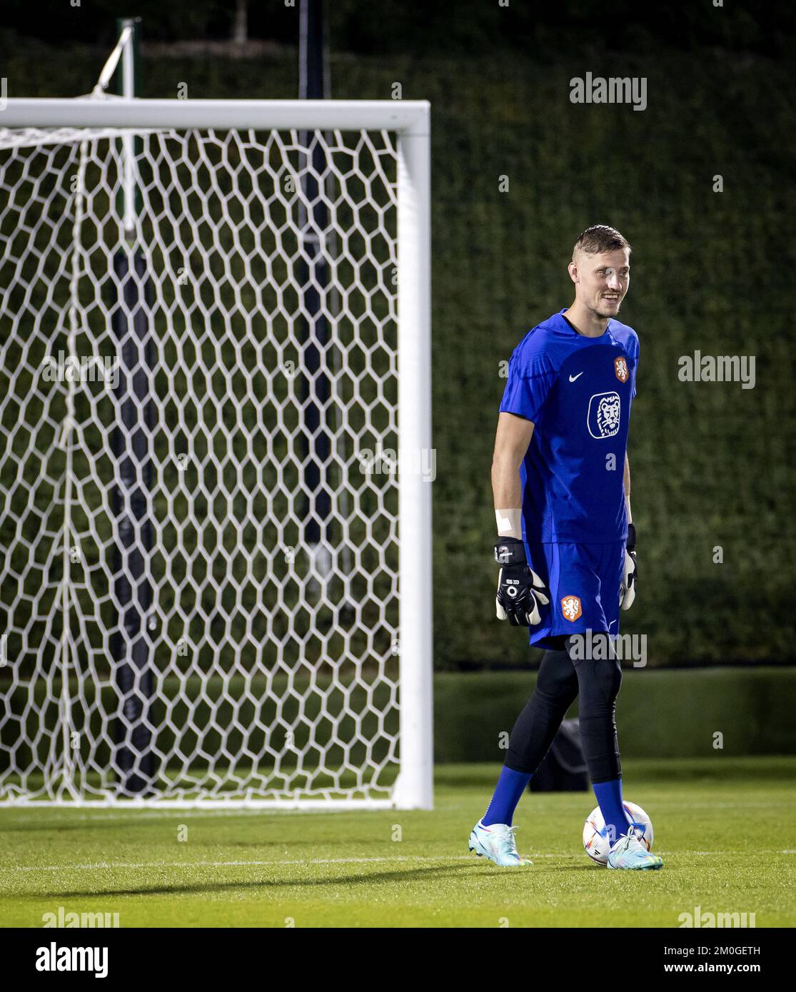 DOHA - Holland goalkeeper Andries Noppert during a training session of ...