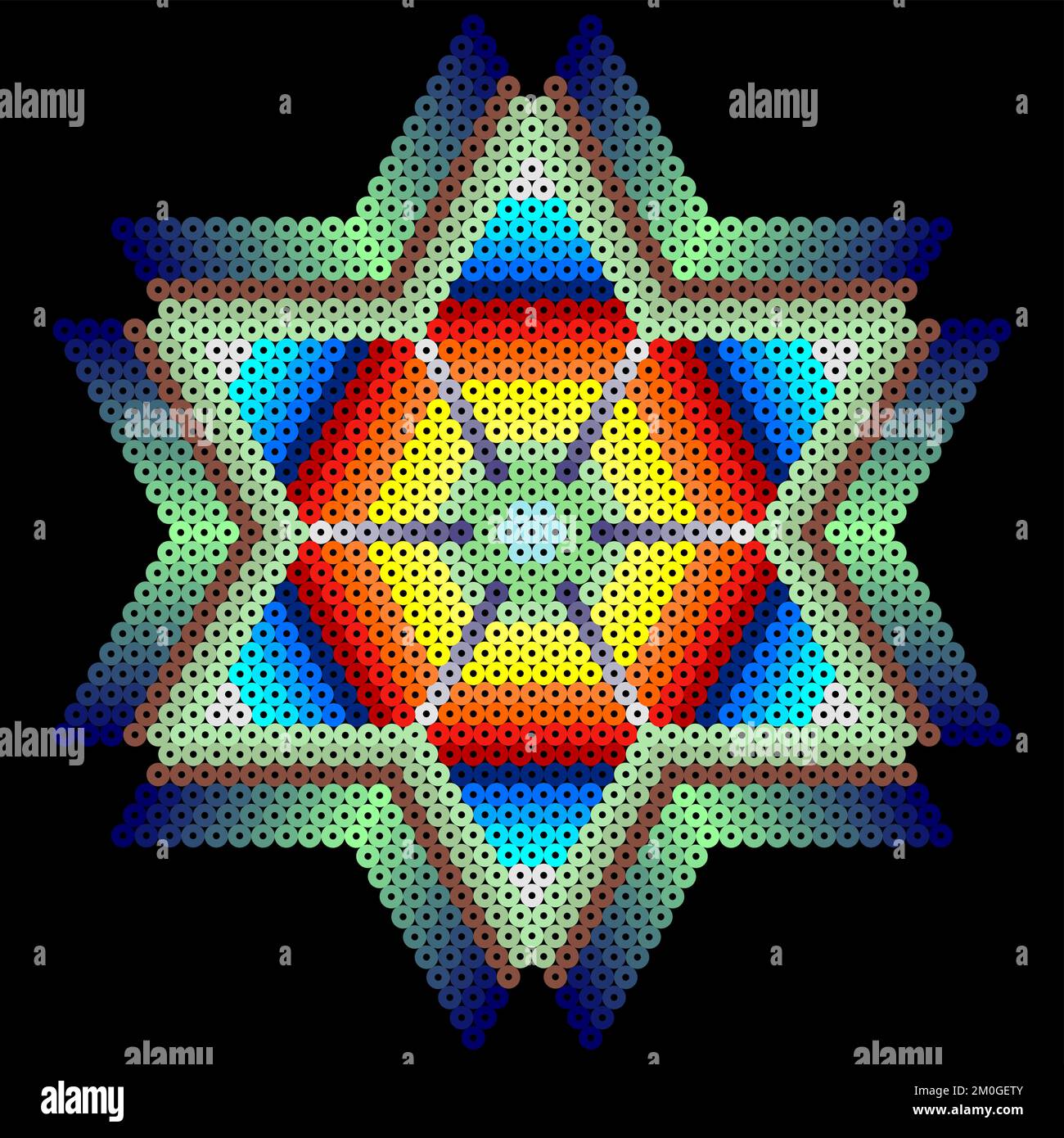 vector illustration of colorful star mexican huichol art style. Can be ...