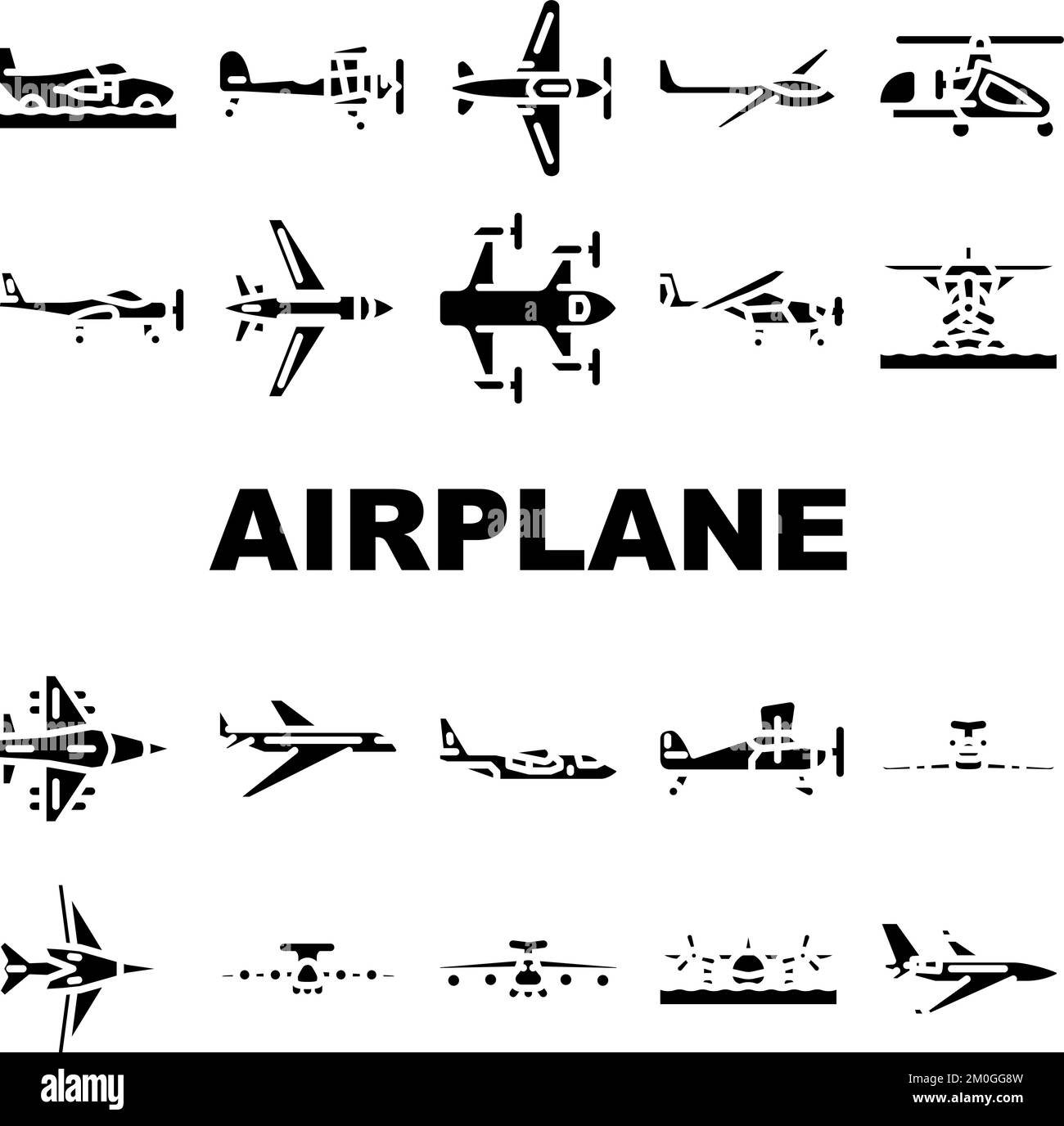 plane flight travel aircraft icons set vector Stock Vector Image & Art ...