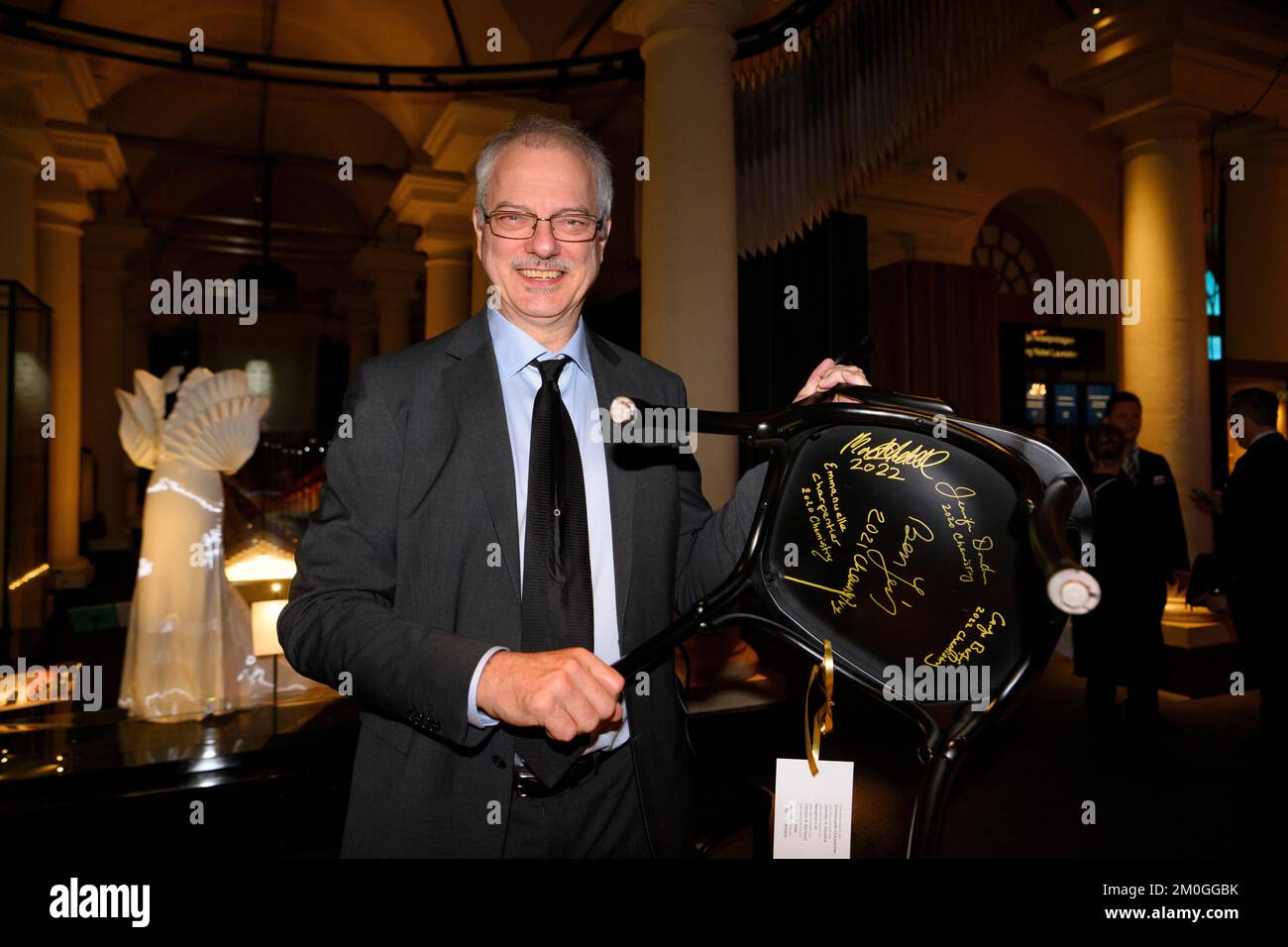 Nobel laureate in Chemistry 2022 Morten Meldal of Denmark signs a chair ...