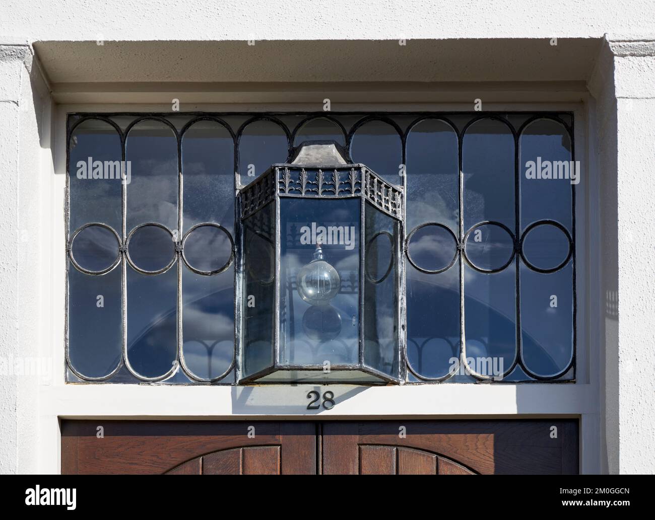 Leaded ornamental transom light, New Grove House, Hampstead, London ...