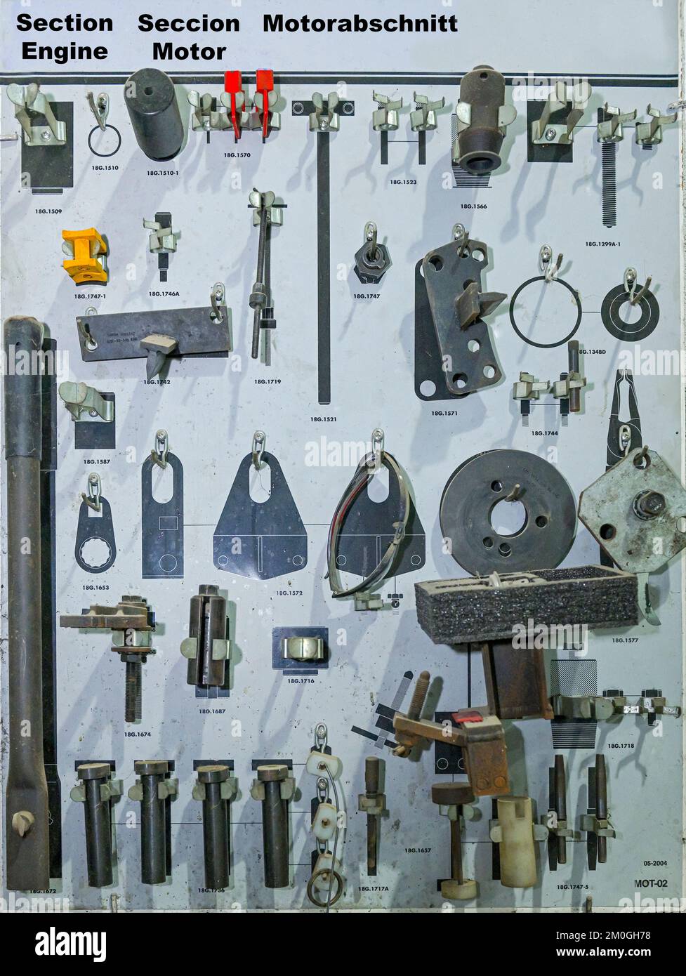 Workbench of a mechanical workshop for automobile engines Stock Photo ...