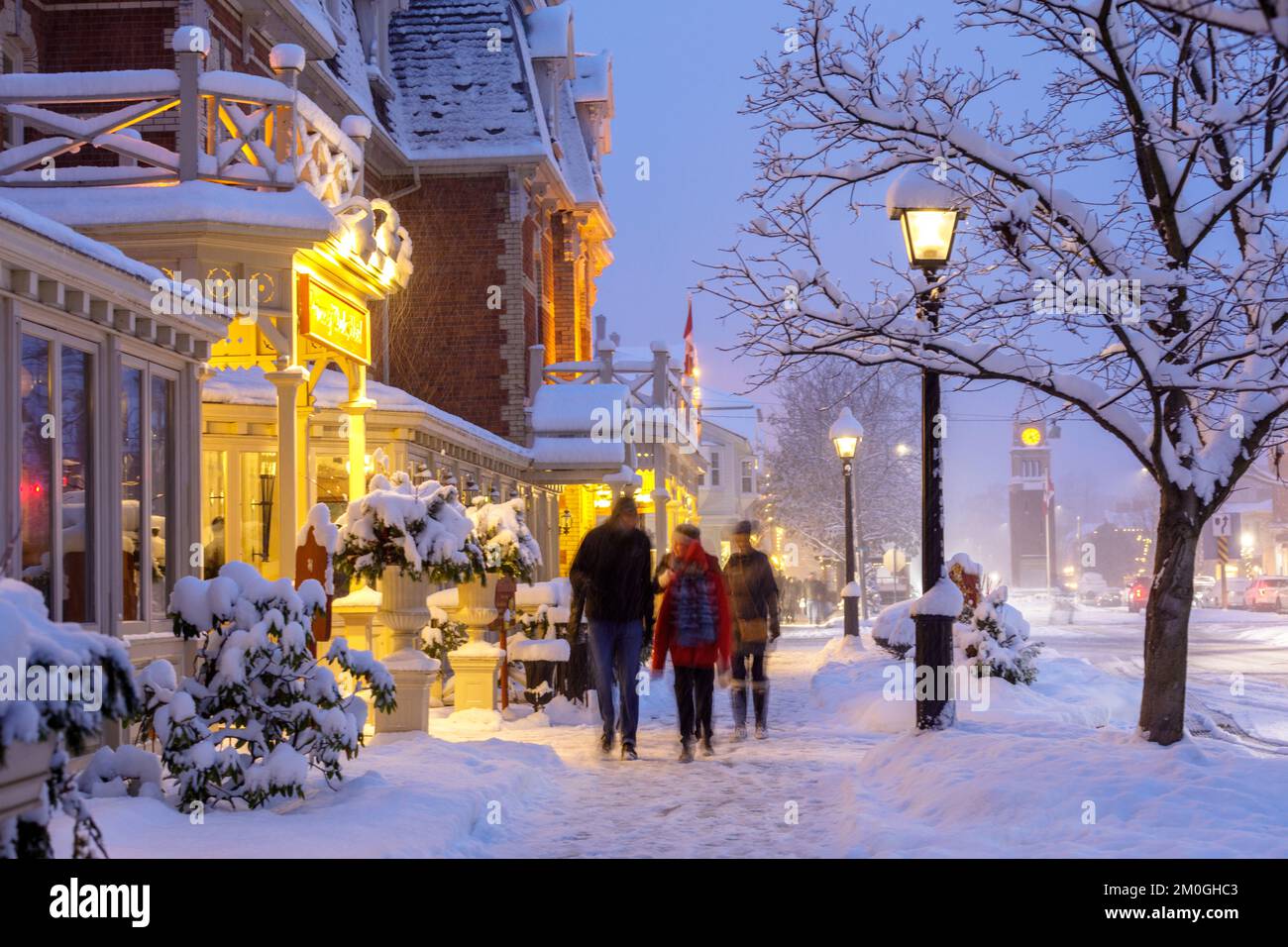 Canada, Ontario, Niagara-on-the-Lake, winter scene on Queen Street and ...