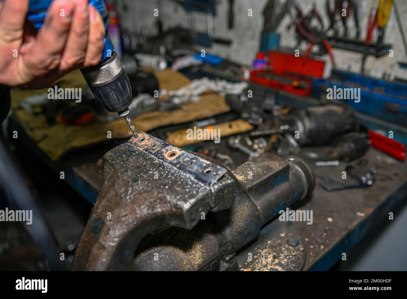 Drilling into a metal workpiece hi-res stock photography and images - Alamy