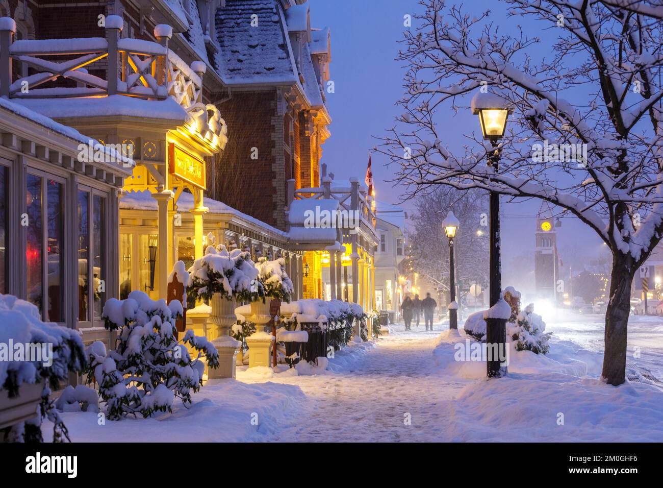 Canada, Ontario, Niagara-on-the-Lake, winter scene on Queen Street and ...