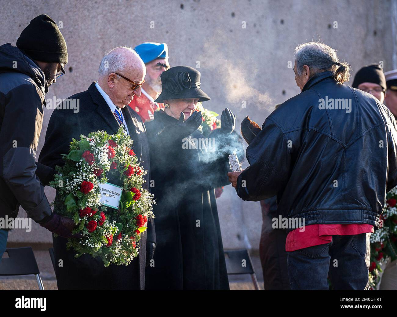 Halifax, Canada, Dec. 6, 2022. Elder Joe Francis, right, of the Sipekne ...