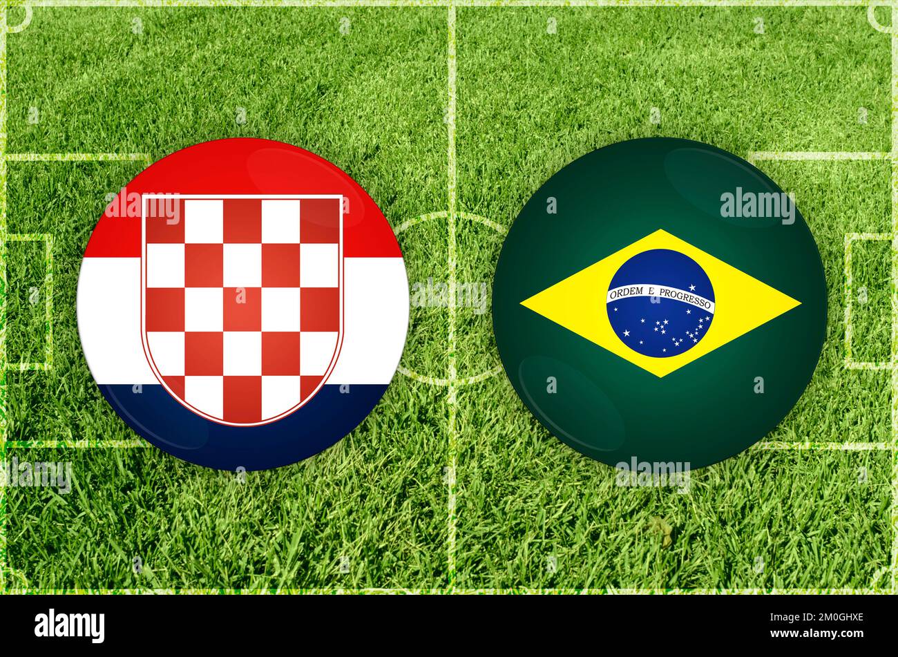 Illustration for Football match Croatia vs Brazil Stock Photo - Alamy