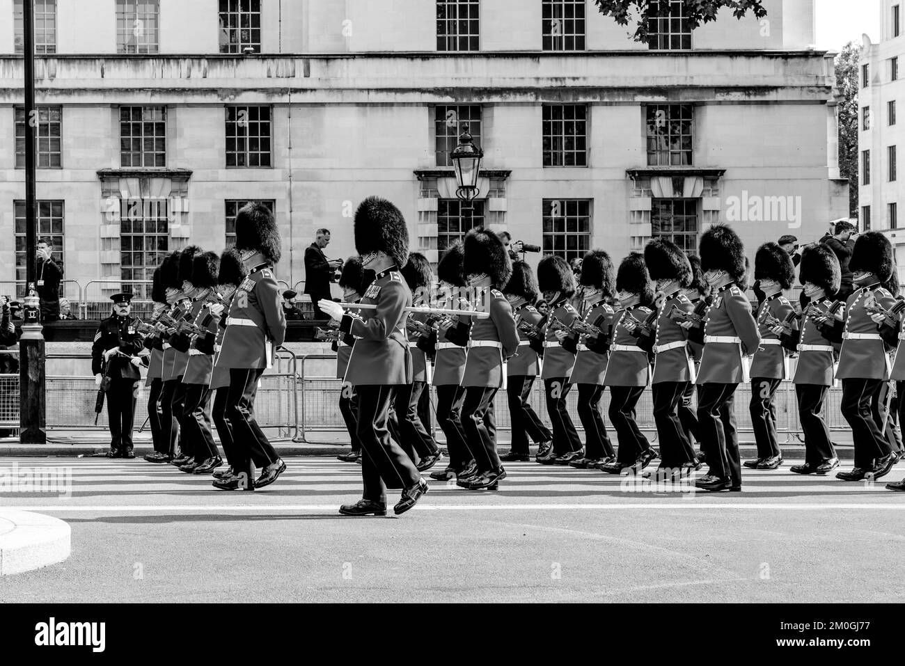 The Irish Guards Take Part In Queen Elizabeth II Funeral Procession, Whitehall, London, UK Stock ...