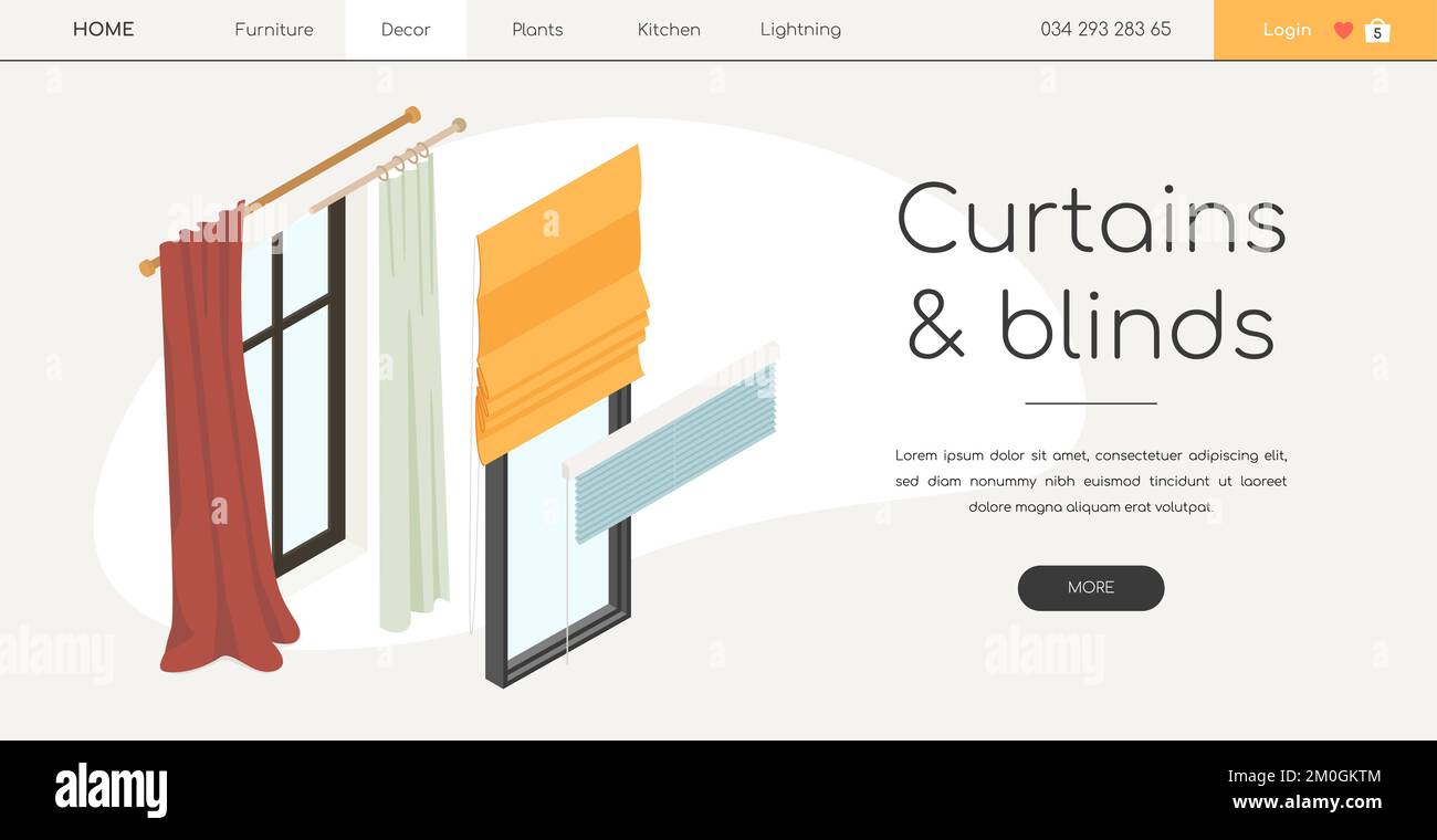 Curtains and blinds - line design style isometric web banner Stock ...