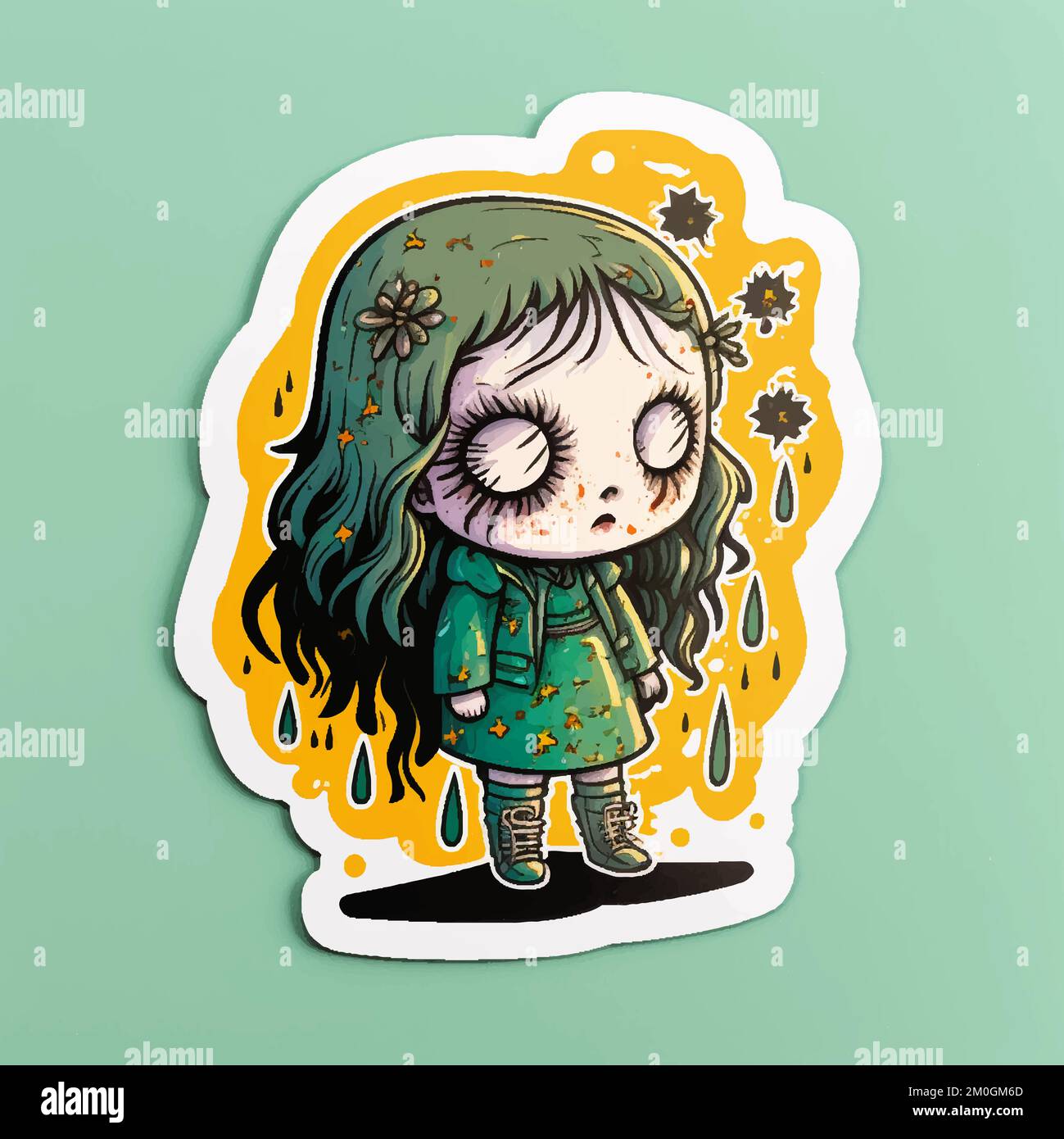 Zombie Girl Cartoon Tattoo